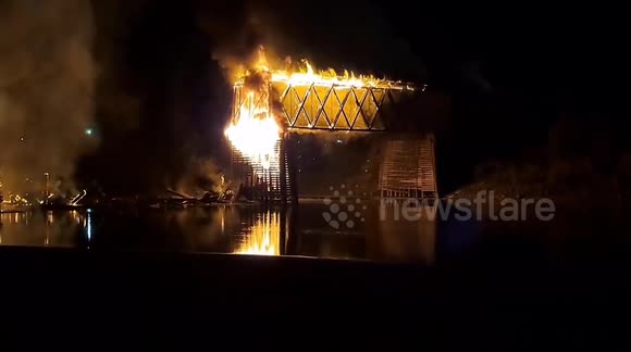 Canada: Massive Fire Destroys Historic Red Bridge In Kamloops, BC - Buy ...