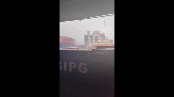 Shipping containers topple over like giant Jenga tower - Buy, Sell or ...