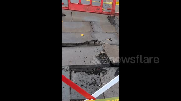 Pavement damaged by electrical explosion on London's Regent Street ...