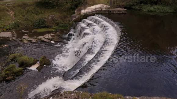 Weir on the river Wye at Monsal head viaduct in Derbyshire UK in 4K ...