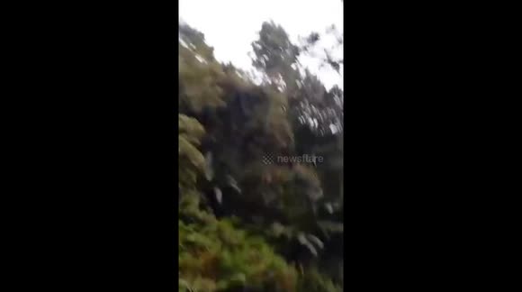 moment second second a 50 meter high cliff landslides in Indonesia ...