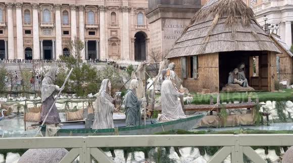 The nativity scene set up in St. Peter's Square in Vatican City on ...