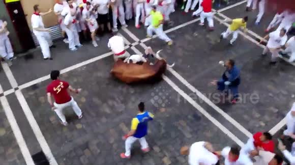 Bulls clash at San Fermin running in Pamplona - Buy, Sell or Upload ...
