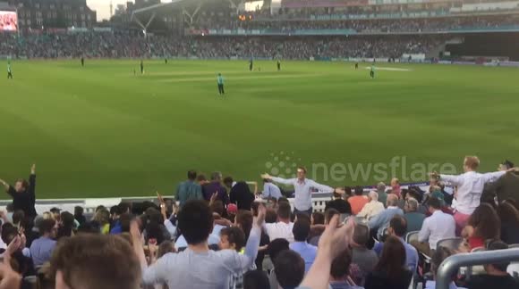 DUPLICATE Cricket fans at The Oval have a go at the Icelandic Viking ...