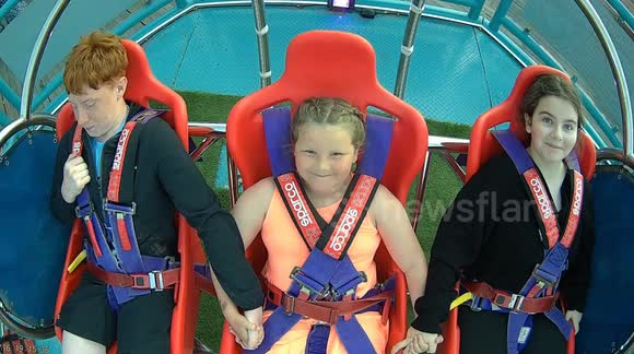 Fear turns into smiles: Little girl enjoys slingshot ride after ...