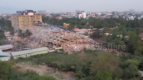 Myanmar (Burma): Aerial footage shows scale of damage around collapsed ...