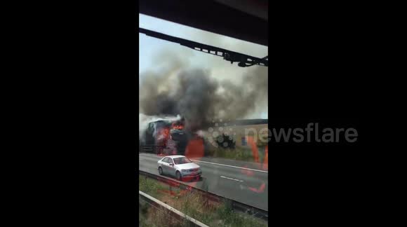Lorry on fire on M2 in Kent - Buy, Sell or Upload Video Content with ...