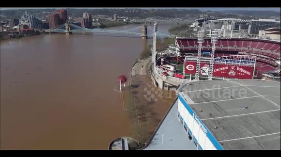 Drone Footage of flooding near the Cincinnati Reds baseball park - Buy ...