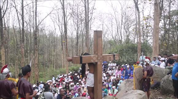 India: Re-enactment of the crucifixion of Jesus Christ during a ...