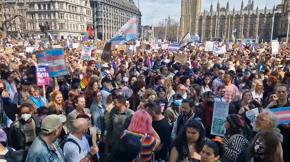 Parliament square completely packed out by trans activists in protest ...