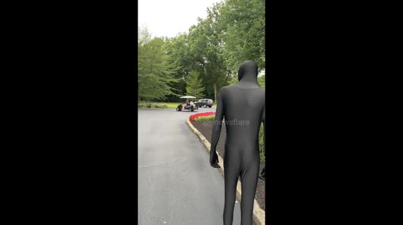 Girl in golf cart cannot control herself after slender man begins a ...