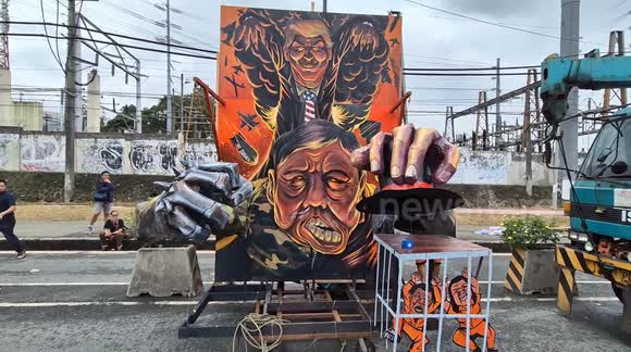 Mural shows President Trump controlling Philippine dictator's son - Buy ...