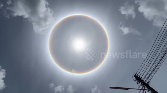 Rare sun halo shimmers in sky in Thailand - Buy, Sell or Upload Video ...