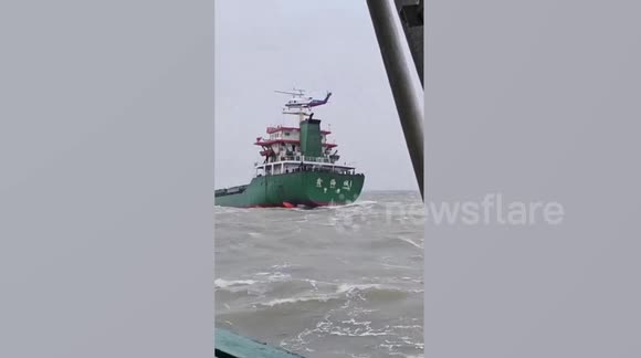 Helicopter saves sailors from sinking cargo ship in rough waters - Buy ...