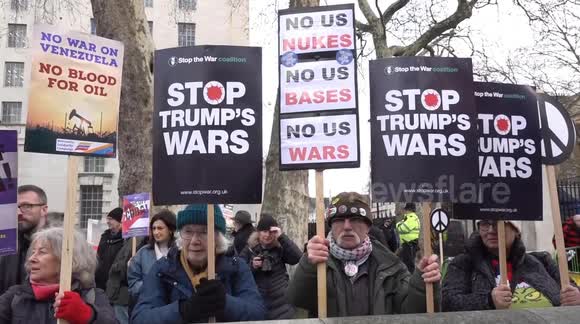 Protest held outside Downing Street against war in Venezuela - Buy ...