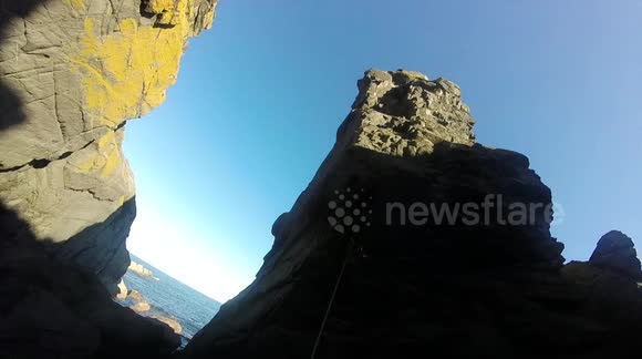 middle of climbing the souter sea stack - Buy, Sell or Upload Video ...