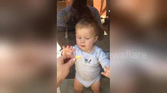 Baby tries to eat Cheeto through glass door - Buy, Sell or Upload Video ...
